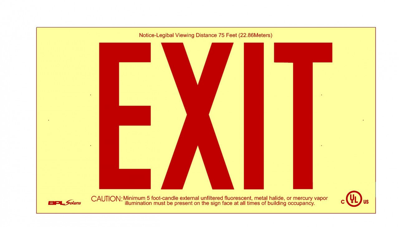 Photoluminescent Exit Sign - Red Letters Emergency Lighting